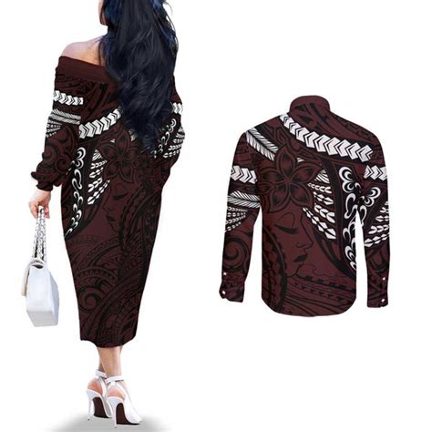 Polynesian Girl Tribal Tattoo Couples Matching Off The Shoulder Long