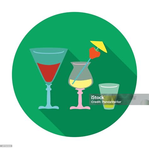 Иконка Коктейлей В Плоском Стиле Изолирована На Белом Фоне Иллюстрация Вектора Символа Паба