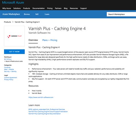 Microsoft Azure Marketplace Varnish Cloud Varnish Software Documentation