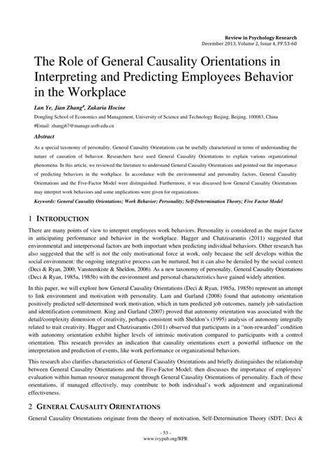 Pdf The Role Of General Causality Orientations In Interpreting And
