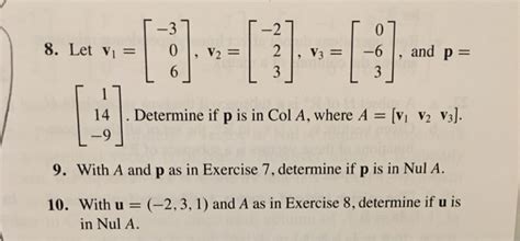 solved 14 determine if p is in col a where a [vi v2