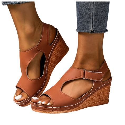 Wedge Dress Sandals For Women 2025 Summer Trendy Leather Peep Toe Platform High Heels Ladies
