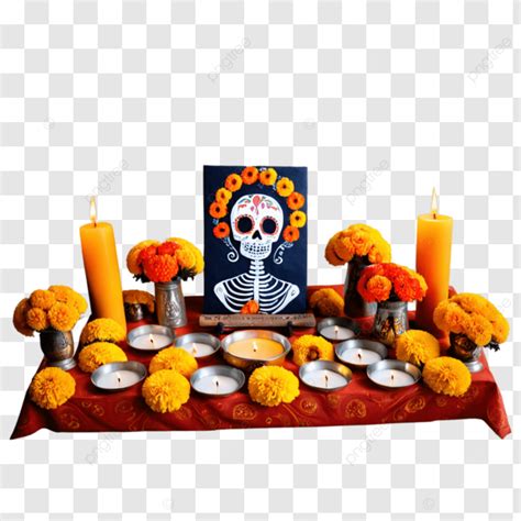 Decoración Del Altar Del Día De Los Muertos Mexicano Flores Naranjas