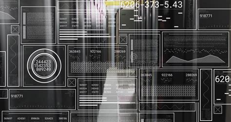 Animation Of Hud Screens With Graphs Shapes And Numbers Over Data Server Racks Stock Footage