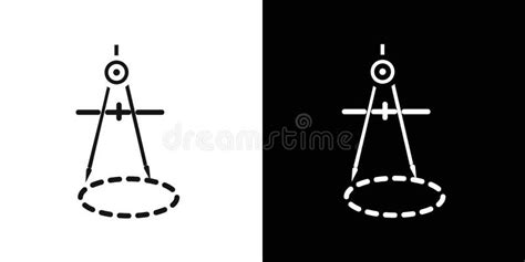 Geometric Compass Icon Flat Vector Set Outline Stock Vector