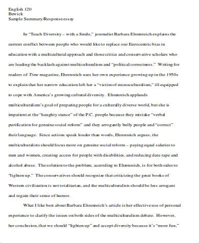 Summary Response Essay Example Advanced Academic Writing Summary