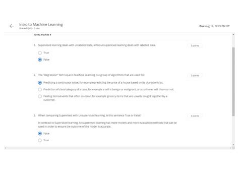 Quiz Intro To Machine Learning Pdf