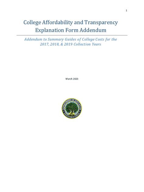 Fillable Online College Affordability And Transparency Explanation Form Fax Email Print