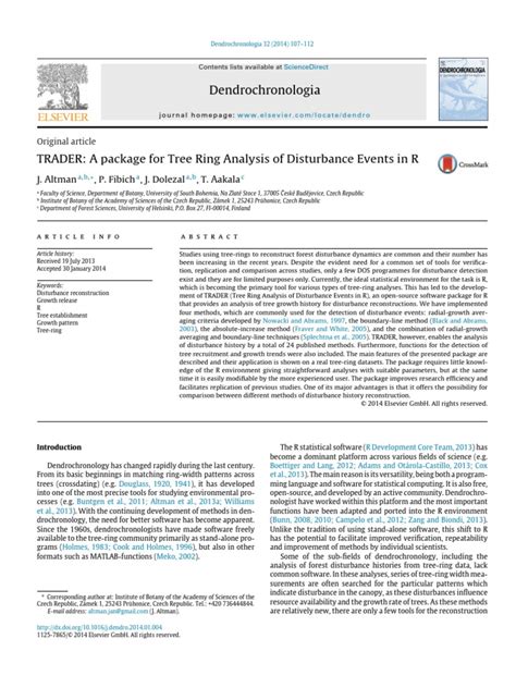 Trader A Package For Tree Ring Analysis Of Disturbance Events In R Pdf Trees Nature