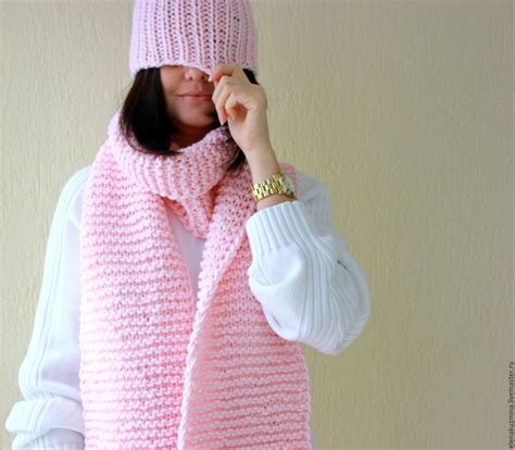 Комплект шапка шарф Pink в интернет магазине на Ярмарке Мастеров Обнинск доставка по