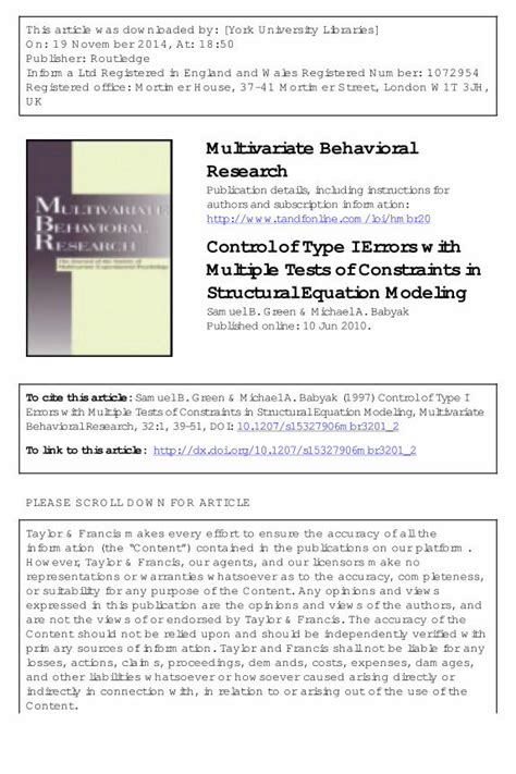 Pdf Control Of Type I Errors With Multiple Tests Of Constraints In