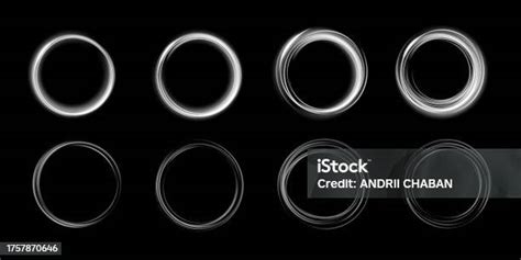 검은 배경에 고립 된 흰색 둥근 프레임 세트입니다 빛은 포털의 형태로 나타납니다 벡터 일러스트 레이 션입니다 가득 찬에 대한 스톡 벡터 아트 및 기타 이미지 Istock