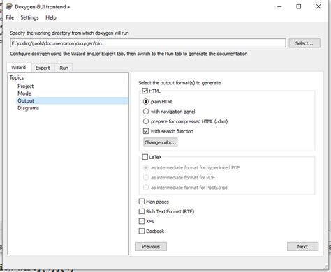 doxygen doxywizard run button is not enabled super user