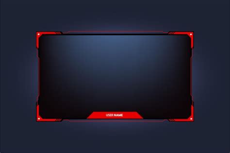 빨간색과 어두운 배경의 단순한 브로드캐스트 프레임 디자인 게이머를 위한 구독 버튼이 있는 오프라인 및 온라인 화면 패널 화면 인터페이스를 위한 최신 게임 및 스트리밍