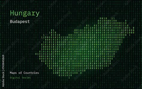 Vecteur Stock Hungary Map Shown In Binary Code Pattern Matrix Numbers Zero One World