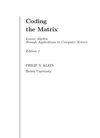 Download Coding The Matrix Linear Algebra Through Computer Science Applications PDF