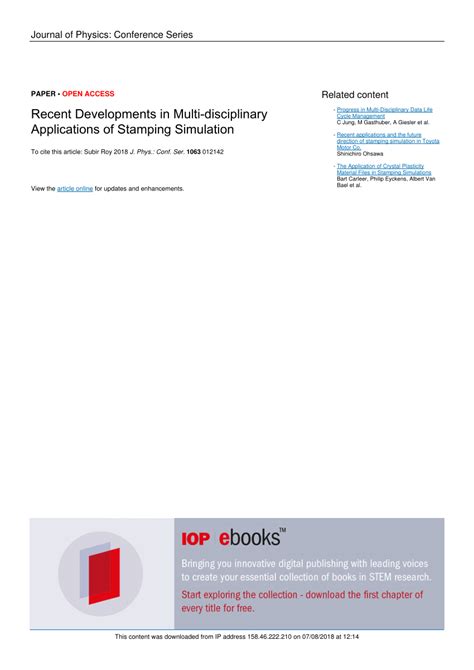 Pdf Recent Developments In Multi Disciplinary Applications Of Stamping Simulation