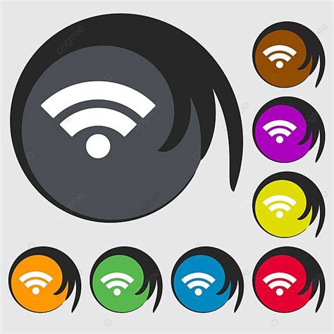 Symbols Of Wifi Connectivity Wireless Network Icons And Wifi Zones In Eight Vibrant Colors Photo