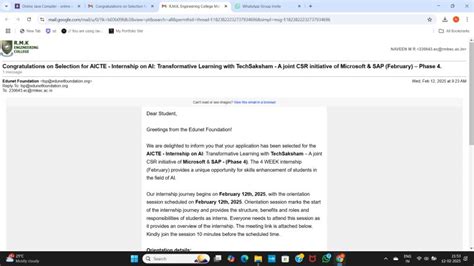 Aiinternship Techsaksham Microsoft Sap Aicte Learning Growth M R Naveen ナヴィーン