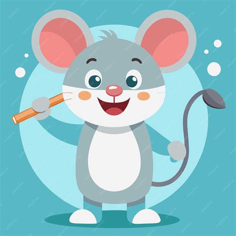 Adorable Animation Of A Cute Mouse Brushing Its Teeth Art Premium Ai Generated Vector