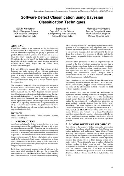 Pdf Software Defect Classification Using Bayesian Classification