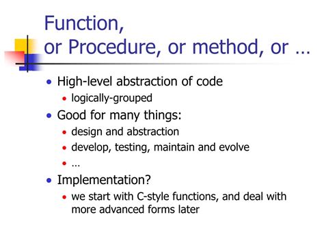 Ppt High Level Abstraction Of Code Functions Procedures And