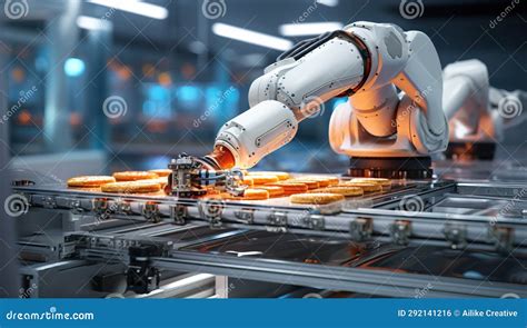 Robotic Arms Working On A Production Line In A Factory Stock Illustration Illustration Of