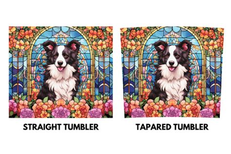 Stained Glass Border Collie Flowers Wrap Graphic By Ladyandbuns