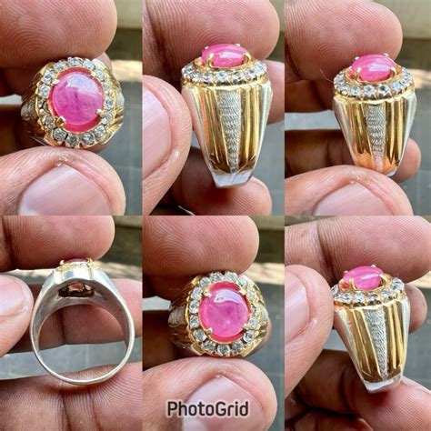 Jual Cincin Batu Rubi Star Burma Ring Perak Natural Ruby Star Burma Pinkish Red Ruby Burma Dim