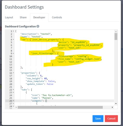 Configuring Widgets Dashboard With Data Stored In Device Property