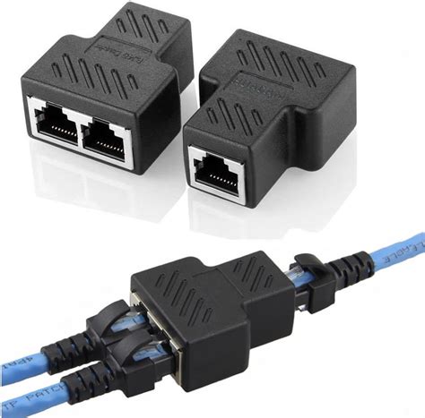Rj45 Splitter Connector Adapter Wuedozue Usb To Rj45 Port Dual Female 1 To 2 8p8c