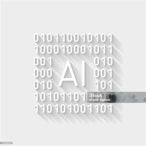 이진 코드가 있는 인공 지능 Ai 빈 배경에 긴 그림자아이콘 플랫 디자인 0에 대한 스톡 벡터 아트 및 기타 이미지 0 1