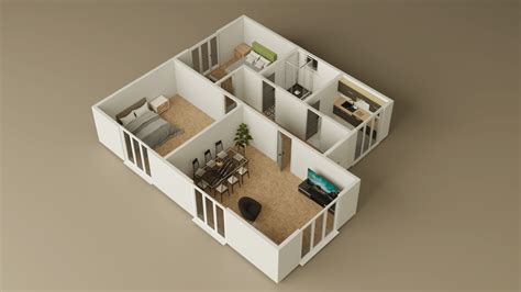 3d Floor Plan Render Behance