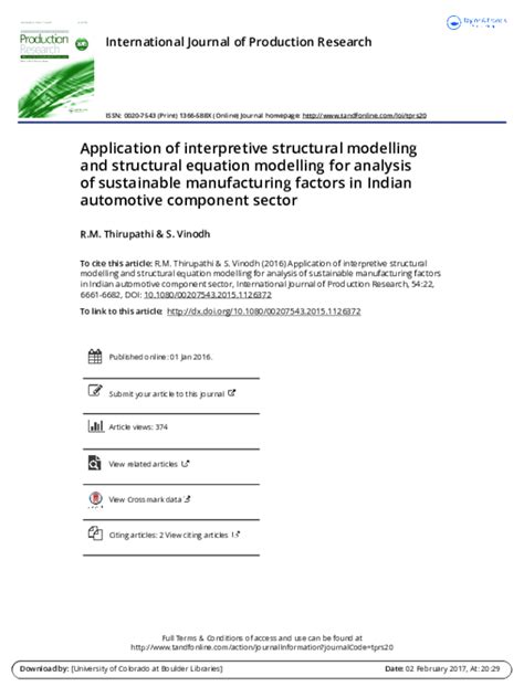 Pdf Application Of Interpretive Structural Modelling And Structural Equation Modelling For