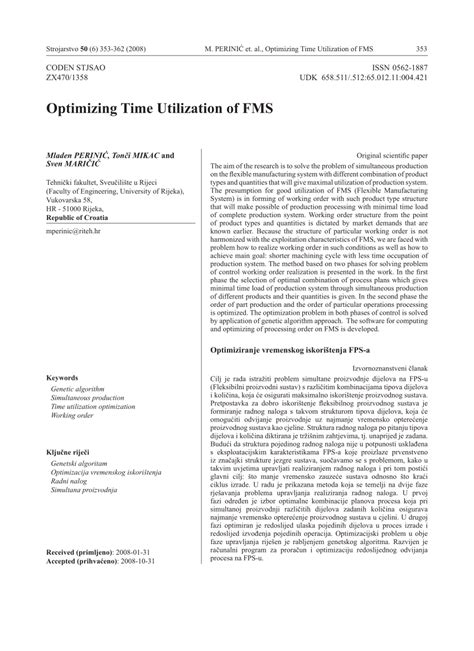 Pdf Optimizing Time Utilization Of Fms
