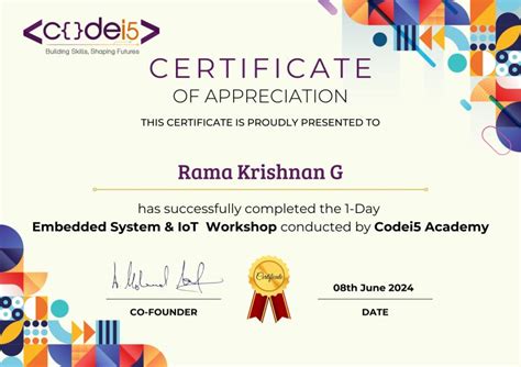 Rama Krishnan G On Linkedin Embedded System And Iot Workshop Codei5 Academy