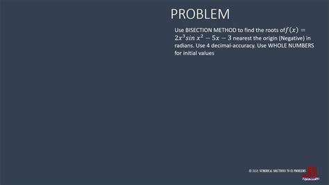 bisection method root of trigonometric function example 5 5 youtube