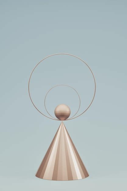 Premium Photo Glowing Metallic Geometric Shapes On Light Blue Background 3d Render