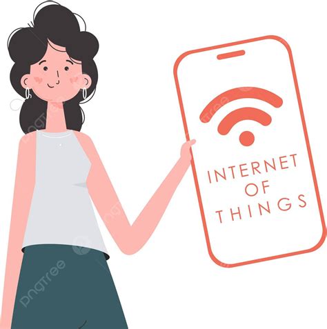 Woman Holds Iot Phone Automation Concept Web Mobile Eco Vector Web Mobile Eco Png And Vector