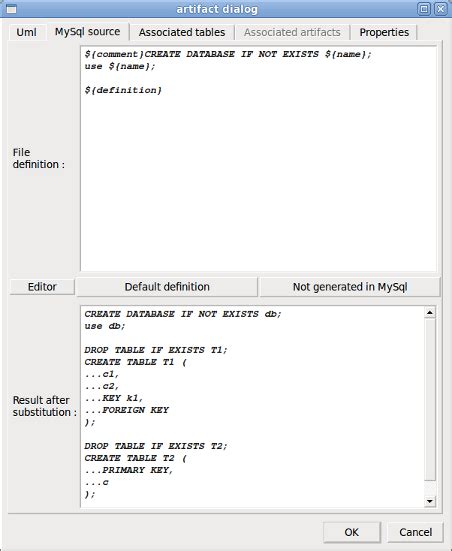 This Tab Is Only Available For The Artifacts Stereotyped Database And