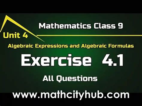 exercise 4 1 introduction to algebraic expressions math city hub