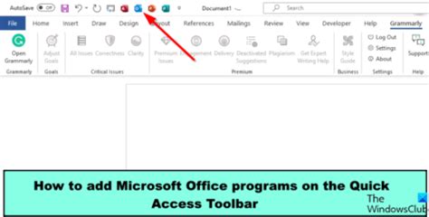 How To Add Office Programs To Quick Access Toolbar