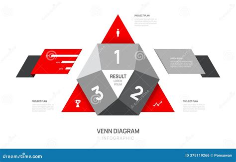 Infographic Geometric Venn Diagram Chart Template For Business Start Up