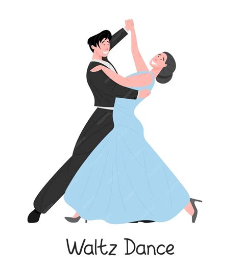 로맨틱 커플 댄스 클래식 왈츠 그림 프리미엄 벡터