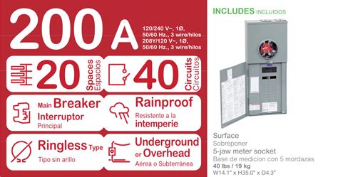 Square D 200 Amp 20 Spaces 40 Circuit Outdoor Main Breaker Meter Combo Load Center 1 Ct Shipt