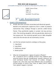 MCB2010 Lab Assignment 3 Docx MCB 2010 LAB Assignment Complete Assignment Upload To