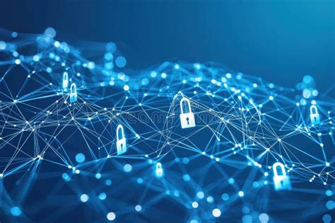 Conceptual Visualization Of Cybersecurity With Floating Locks And Network Connections Stock