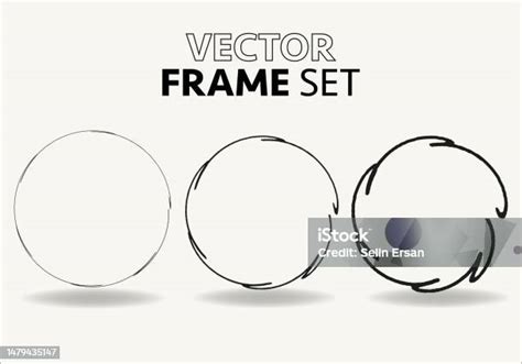 손으로 그린 원 스케치 프레임 벡터 세트 둥근 낙서 선 원 벡터 삽화입니다 개체 그룹에 대한 스톡 벡터 아트 및 기타 이미지