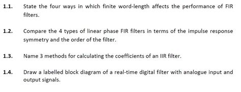 solved 1 1 state the four ways in which finite word length