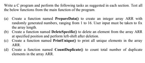 Solved Write A C Program And Perform The Following Tasks As Chegg